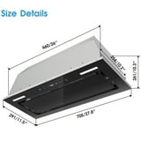 30 inch Built-in Insert Range Hood 900CFM Tempered Glass Kitchen Vent ...