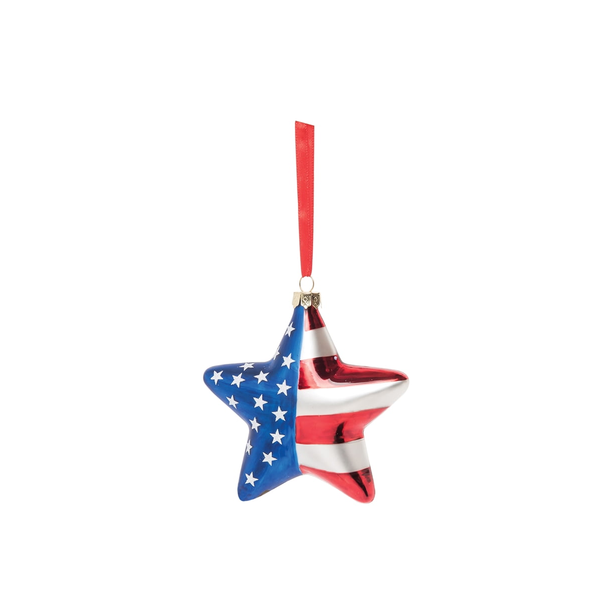 Patriotic Star Red White and Blue Glass Ornament 4th Of July Americana ...