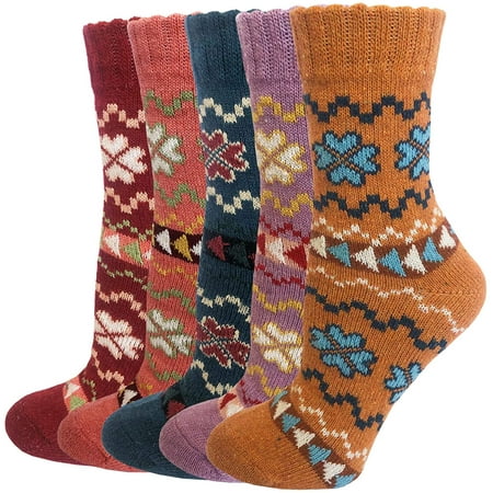Womens Wool Socks for Winter Thermal Warm Hiking Thick Boot Cozy Cabin ...