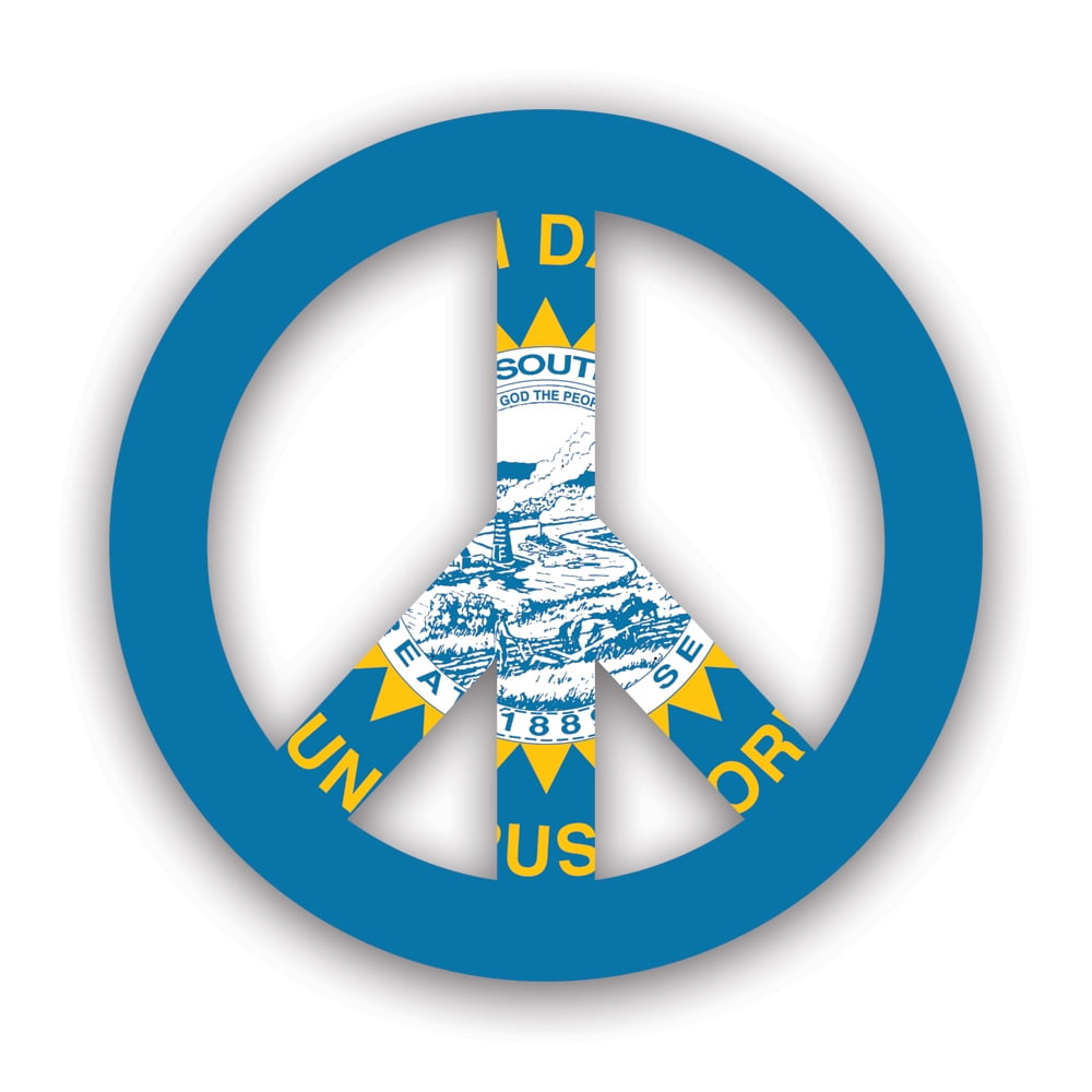 South Dakota Flag Peace Symbol Sticker Decal - Self Adhesive Vinyl ...