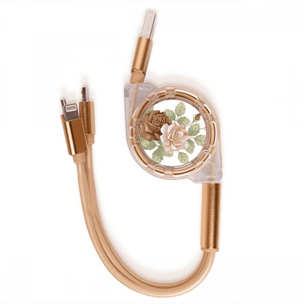 Rosa flores rosas blancas hojas de dibujo Cable de carga telescópico ...