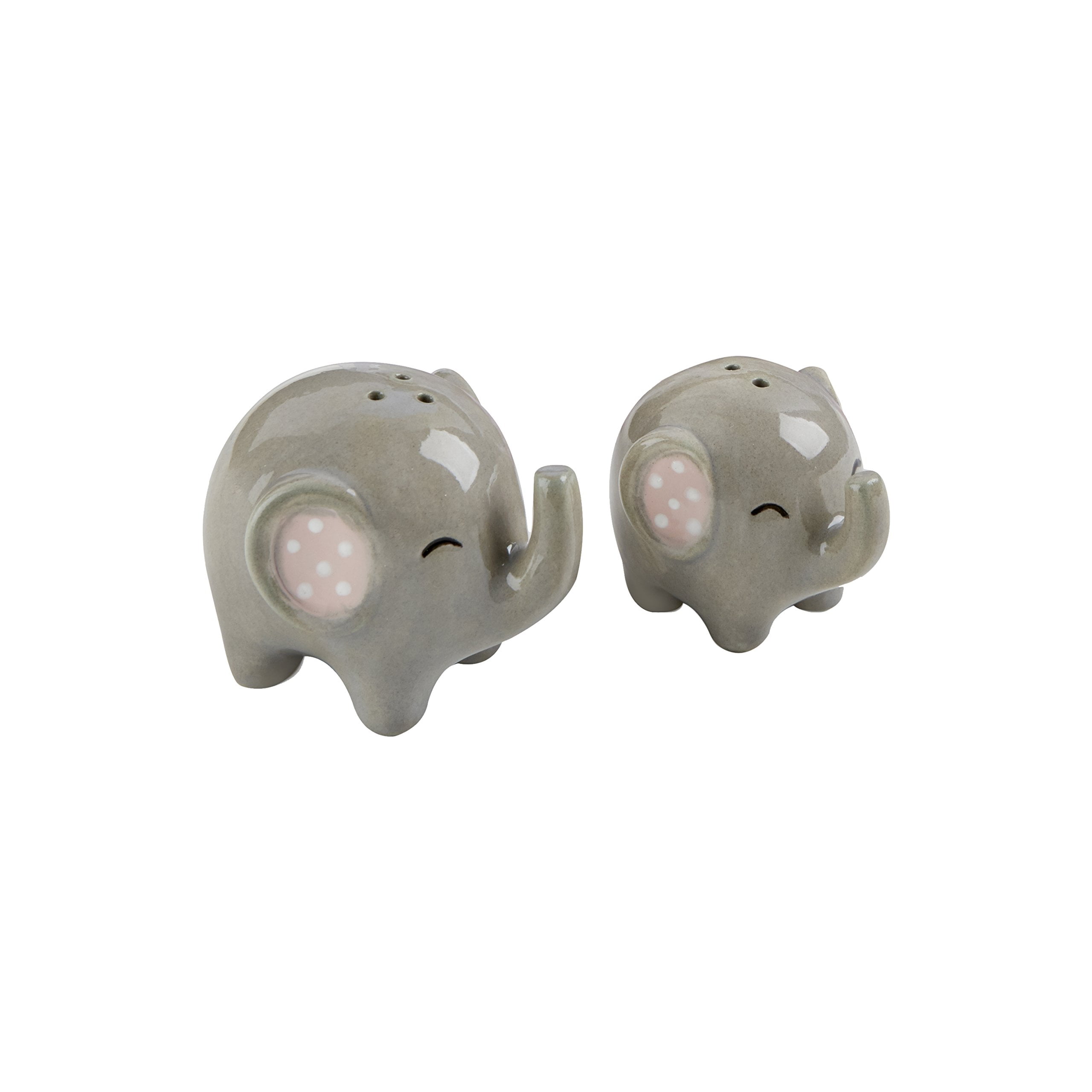 Kate Aspen Little Peanut Ceramic Elephant Salt and Pepper Shakers, Gray ...