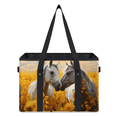 ADECORIVY Horse Yellow Flower Reusable Grocery Bags, Foldable Shopping ...