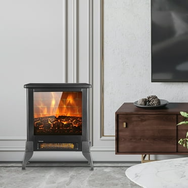 Comfort Zone 1200W Ceramic Portable Electric Table Top Fireplace Heater ...