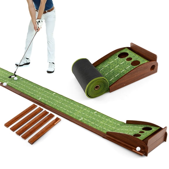Costway Portable Indoor Golf Putting Mat with Automatic Ball Return ...