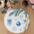 Blue Coastal Christmas Round Placemats Set of 2,Braided Polypropylene ...