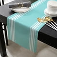 Aqua Striped Table Runner 108 Inches Long - Luxurious White Stripes ...
