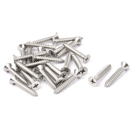 M4.8 x 30mm Cross Head Countersunk Self Tapping Screw Fasteners 25 Pcs ...