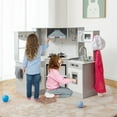 Costway Wooden Interactive Modern Kitchen Playset for Toddlers with ...