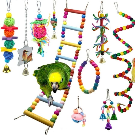 ShenMo 10 pieces of parrot toys, bird toys, bird cage chewing toys ...