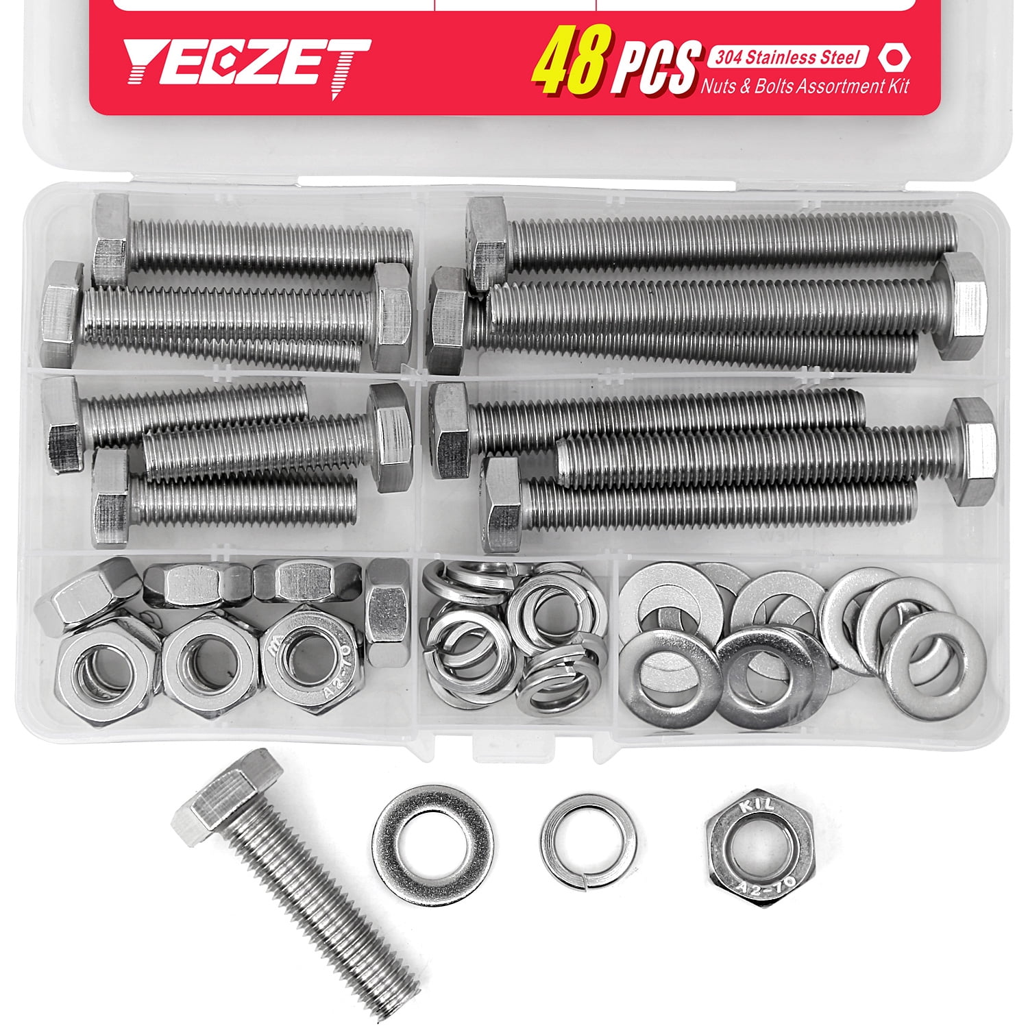 YEEZET 12 Set M10 Screw assortment kit 304 Stainless Steel Bolts and ...