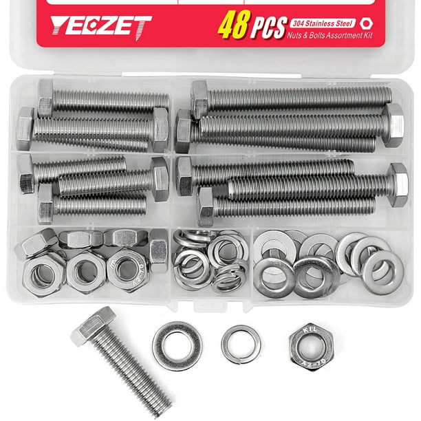 YEEZET 12 Set M10 Screw assortment kit 304 Stainless Steel Bolts and ...