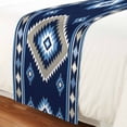 Bed Runner Blue Tribal Geometric Bedding Scarves Soft Decorative Bed ...