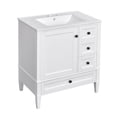 Demi Bonn 30 Inch Bathroom Vanity with Ceramic Sink - White, 3 drawers ...