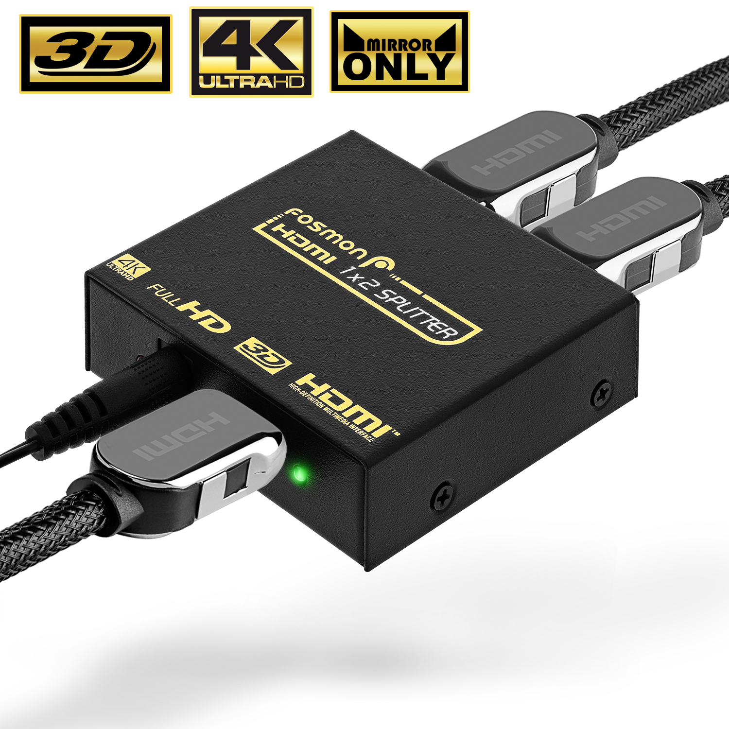 4K HDMI Splitter Fosmon 1x2 HDMI Powered Splitter Supports Full 4K HDMI Splitter Fosmon 1x2 HDMI Powered Splitter Supports Full