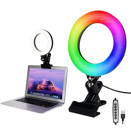 8inches RGB LEDs Selfie Ring Light with Clamp USB Operated 3 Colors ...
