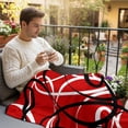 Abstract Wave Line Throw Flannel Blanket Black White Red Geometric ...