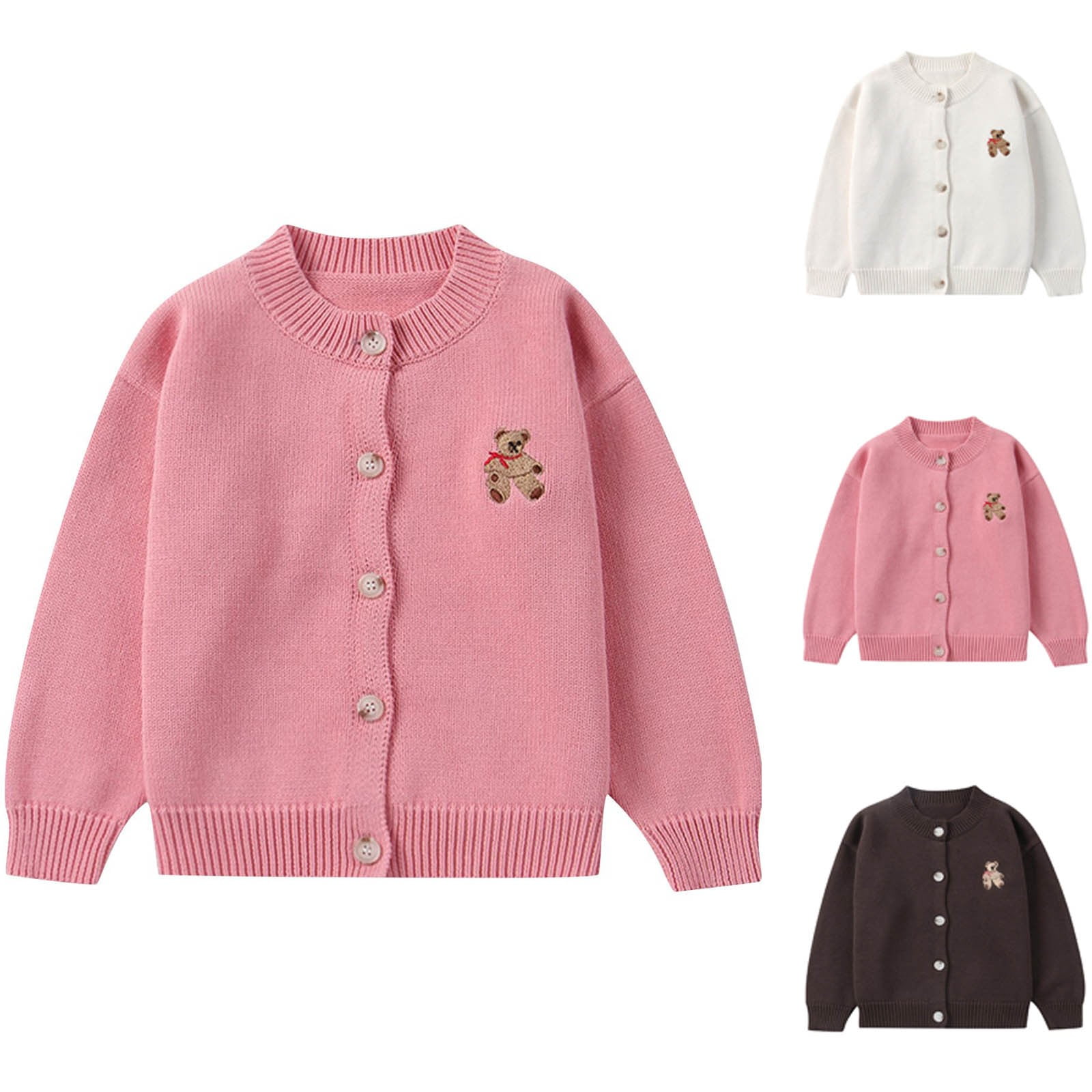 Click here for Wrkekc Kids Knitted Cardigan Color Block Teddy Emb... prices