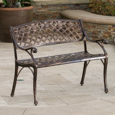Innova Outdoor Patio 4 ft. Chippendale Cast Aluminum Park Bench - White ...