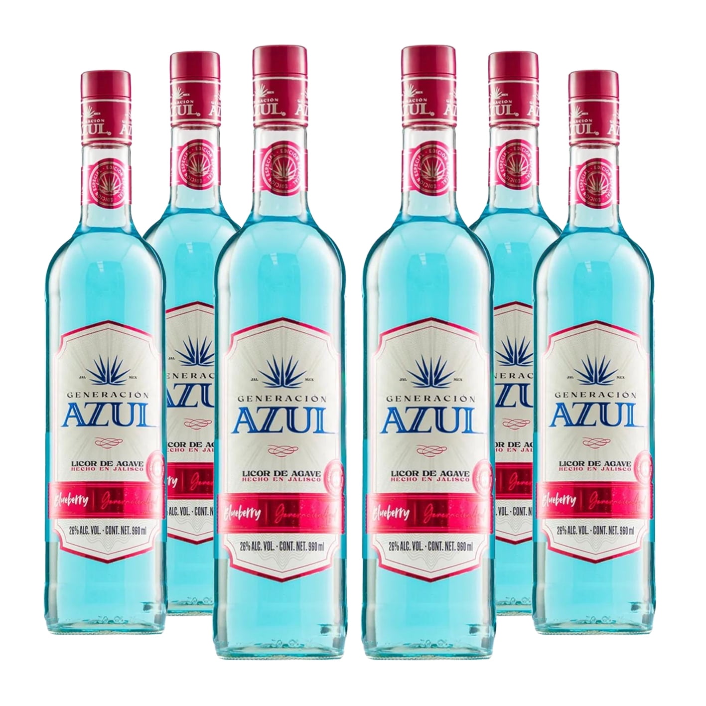 Six Pack Licor de Agave Generación Azul Blueberry 960 Ml Generación ...