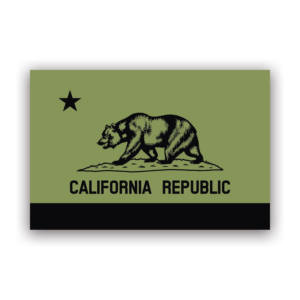 Subdued OD Green California Flag Sticker Decal - Self Adhesive Vinyl - Weatherproof - Made in ...