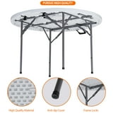 ZENY 48" Round Foldable Table Portable Plastic Dining Table, Black ...