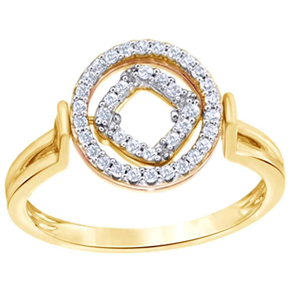 AFFY - Round Cut White Natural Diamond Movable Circle Ring in 10k ...