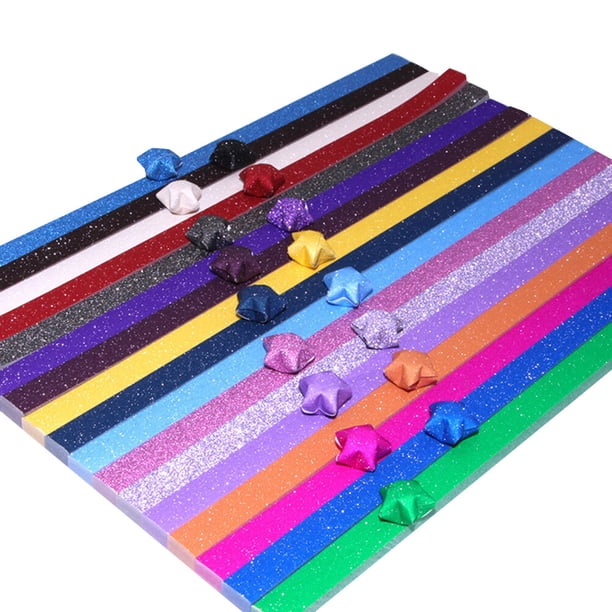 20 paquetes de papel plegable Glitter Star Rainbow Five Star Paper para ...