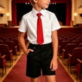 Boys 3-Piece formal Outfit Set, Short Sleeve Dress Shirt, Shorts and ...