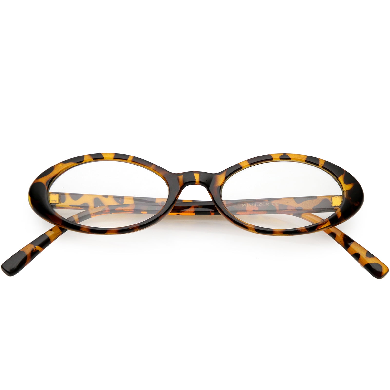 Womens Small Oval Glasses Slim Arms Clear Lens 48mm (Tortoise / Clear ...