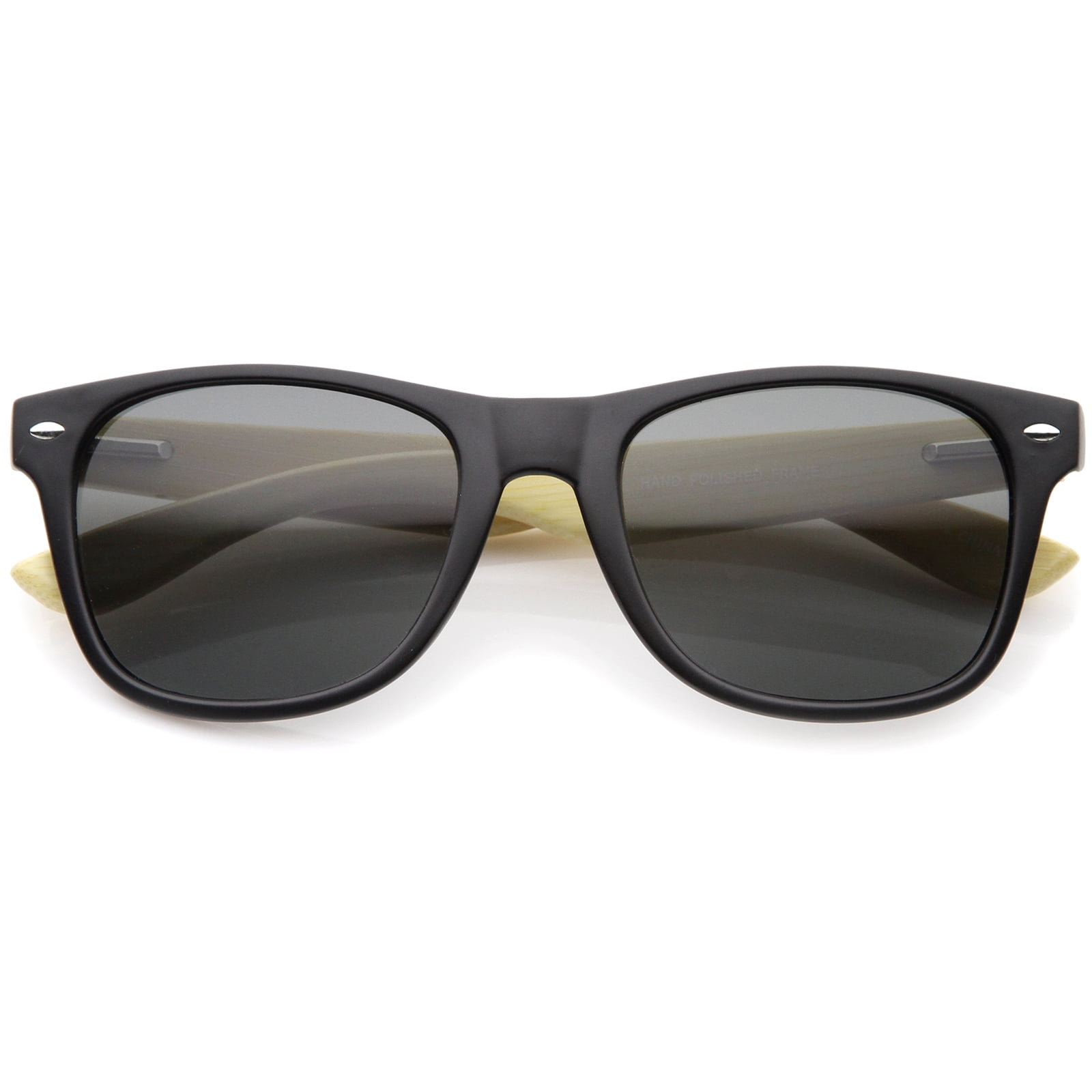 sunglassLA Unisex Genuine Bamboo Wood Spring Loaded Temples Horn Rimmed ...