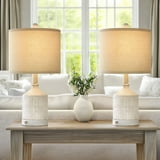 Oneach 3 Way Dimmable Table Lamp Set of 2 with USB Ports, 20" Ceramic ...