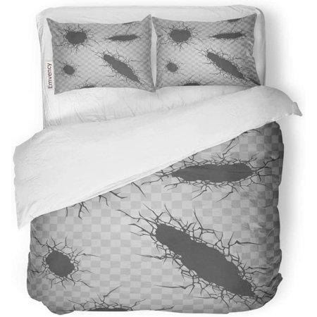 POGLIP 3 Piece Bedding Set Black Damage Ground Abstract Earth Cracks ...