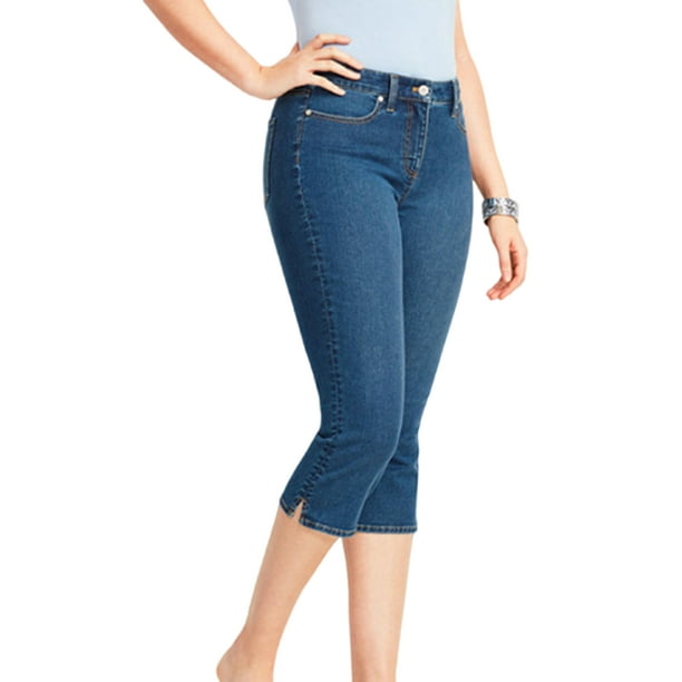 Sanviglor Women Denim Pants High Waist Bottoms Zipper Capri Jeans