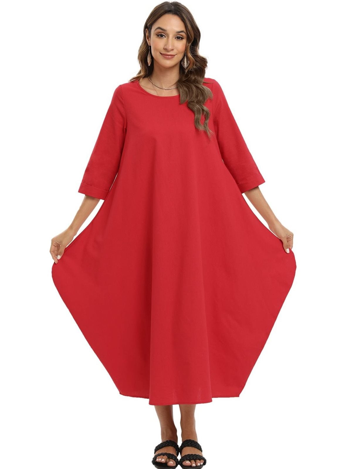 EFINNY (2023 Upgrade) Women S-Plus Size Causal Soild Kaftan Maxi Dress ...