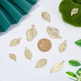 50Pcs 5 Styles Rack Plating Alloy Pendants Leaf Charms Light Gold 19~35 ...