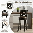 Gymax 31'' Swivel Bar Stool Set of 2 Bar Height PU Leather Seat Rubber ...