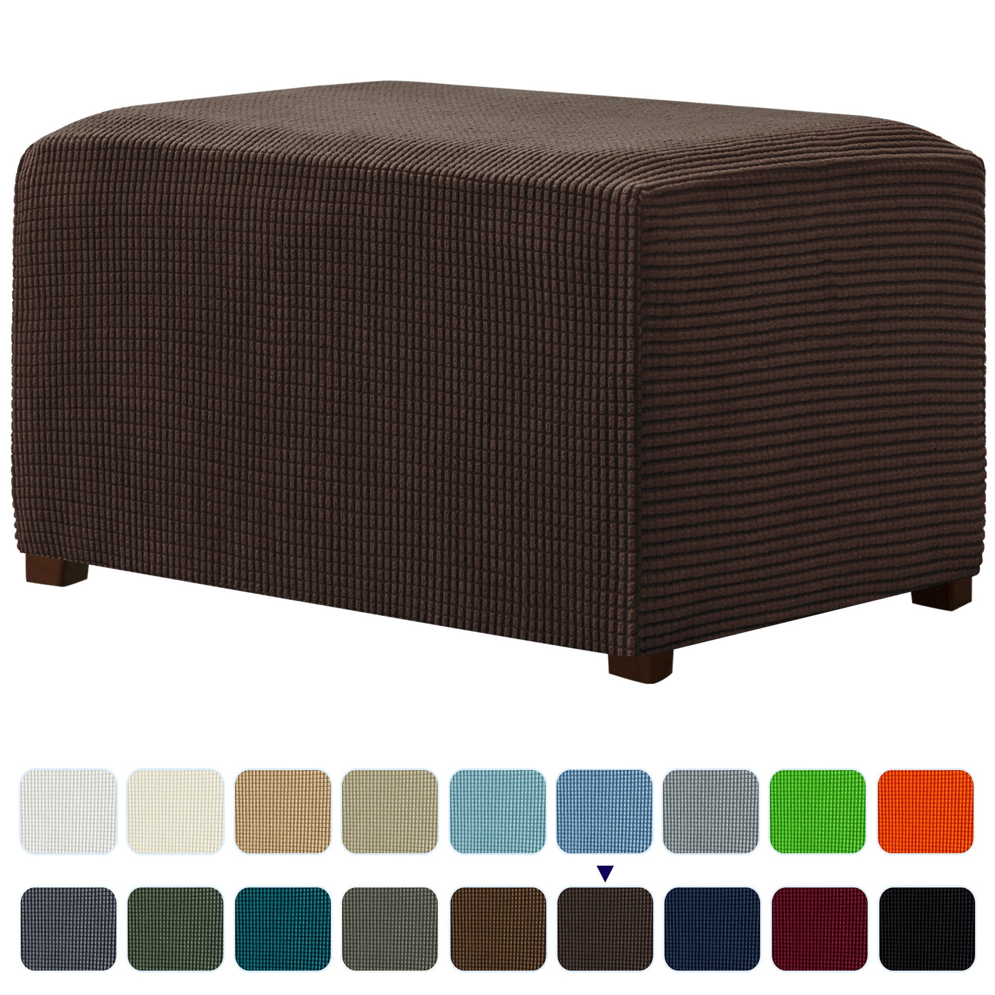 Subrtex Stretch Storage Ottoman Slipcover Protector Soft Elastic ...