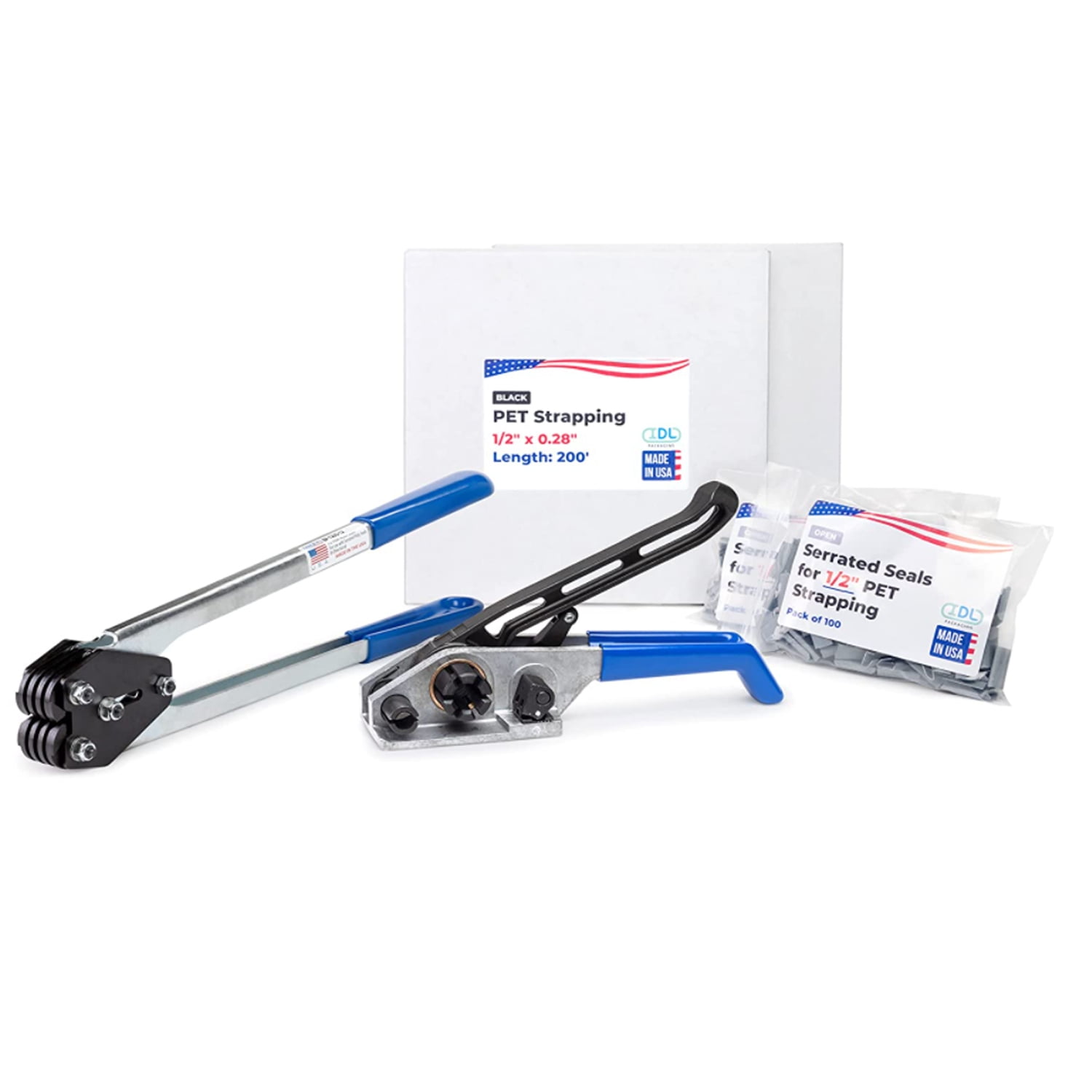 IDL Packaging USA Made 1/2" x 400' Polyester (PET) Strapping Kit, 760 lbs Break Strength ...