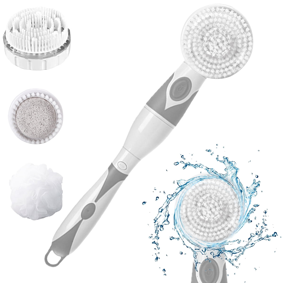 JTWEEN Electric Body Brush,4 Replacement Heads Battery Operated Exfoliating Scrubber IPX6 ...