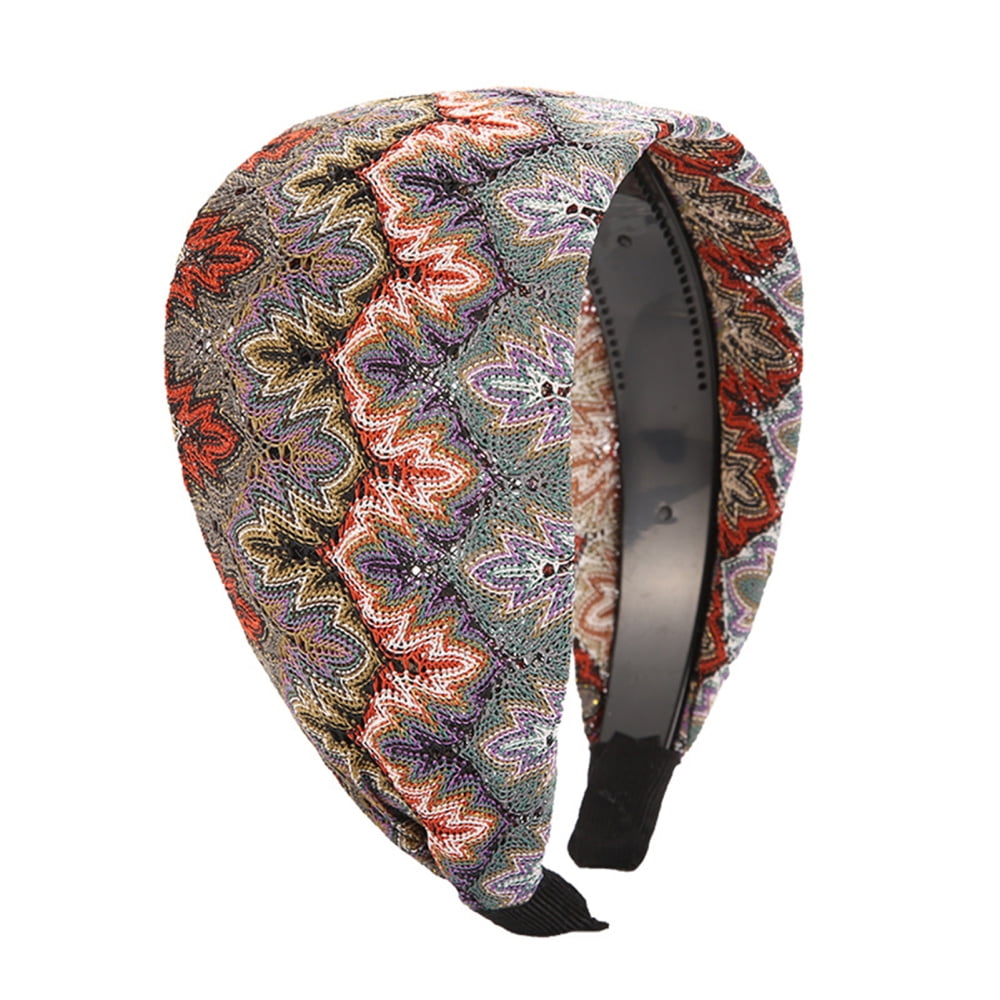 Printed Headband for Women Floral Wide Hard Headband Cover White Hair ...