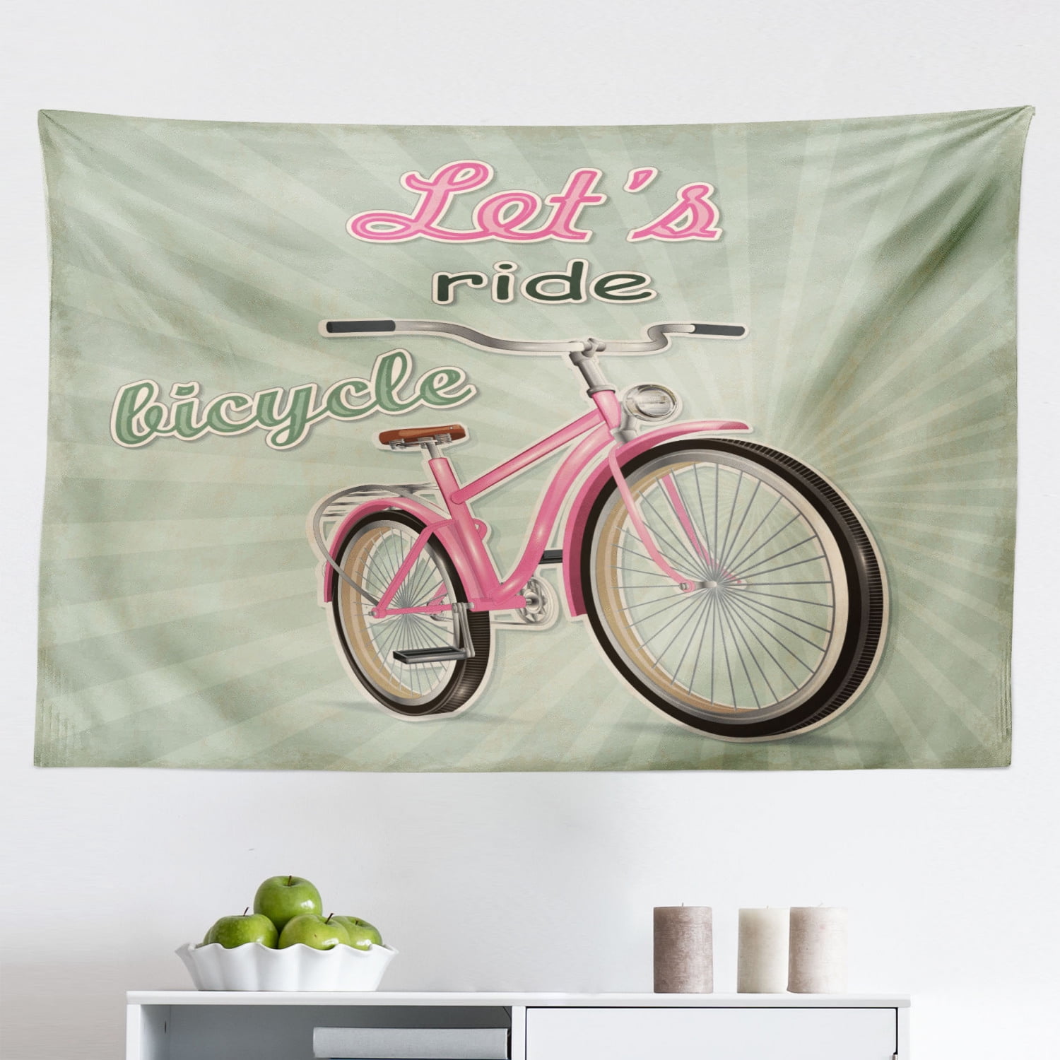 Bicycle Tapestry, Love Couple Cycling Together Soul Mates Valentines ...