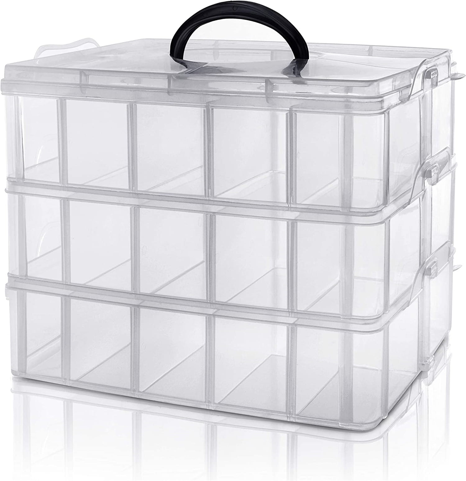 Casewin 3 Tier Clear Transparent Plastic Stackable Storage Box ...