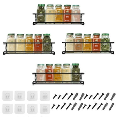 Wall-mount Spice Rack with guard rail, Chrome - Set of 4 - Walmart.com
