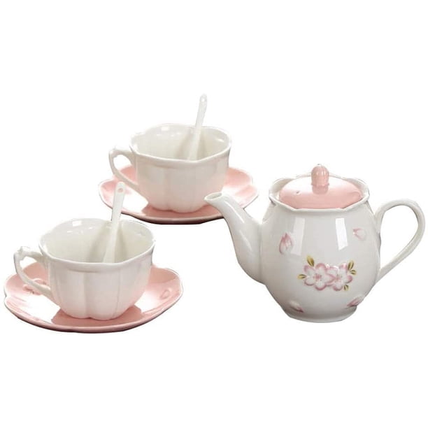 Porcelain Tea Set Cup and Saucer Set Coffee Set Tea Set Embossed ...