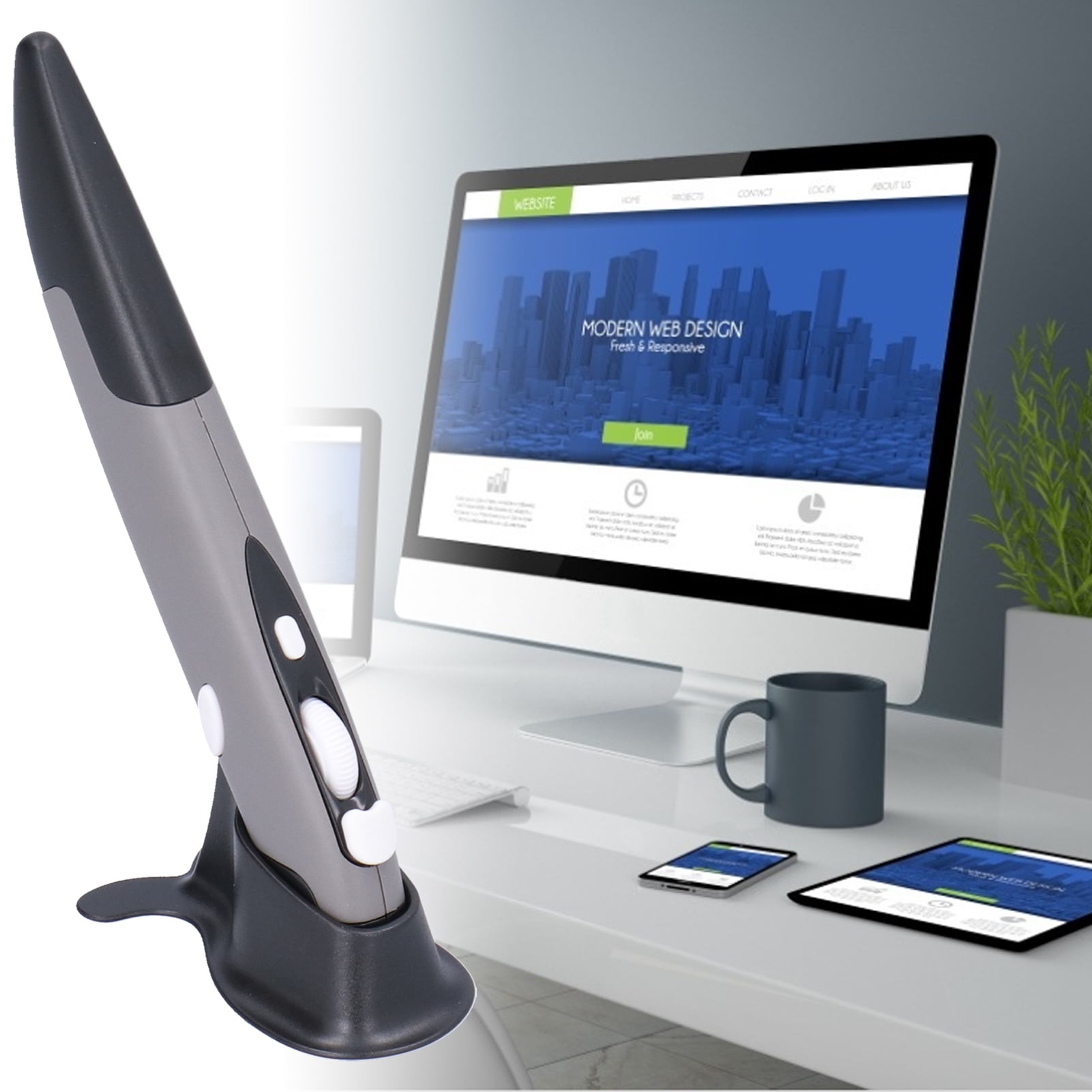 Ratón Ócico Inalámbrico Con Bolígrafo de Bolsillo, 2.4g Creatividad ...