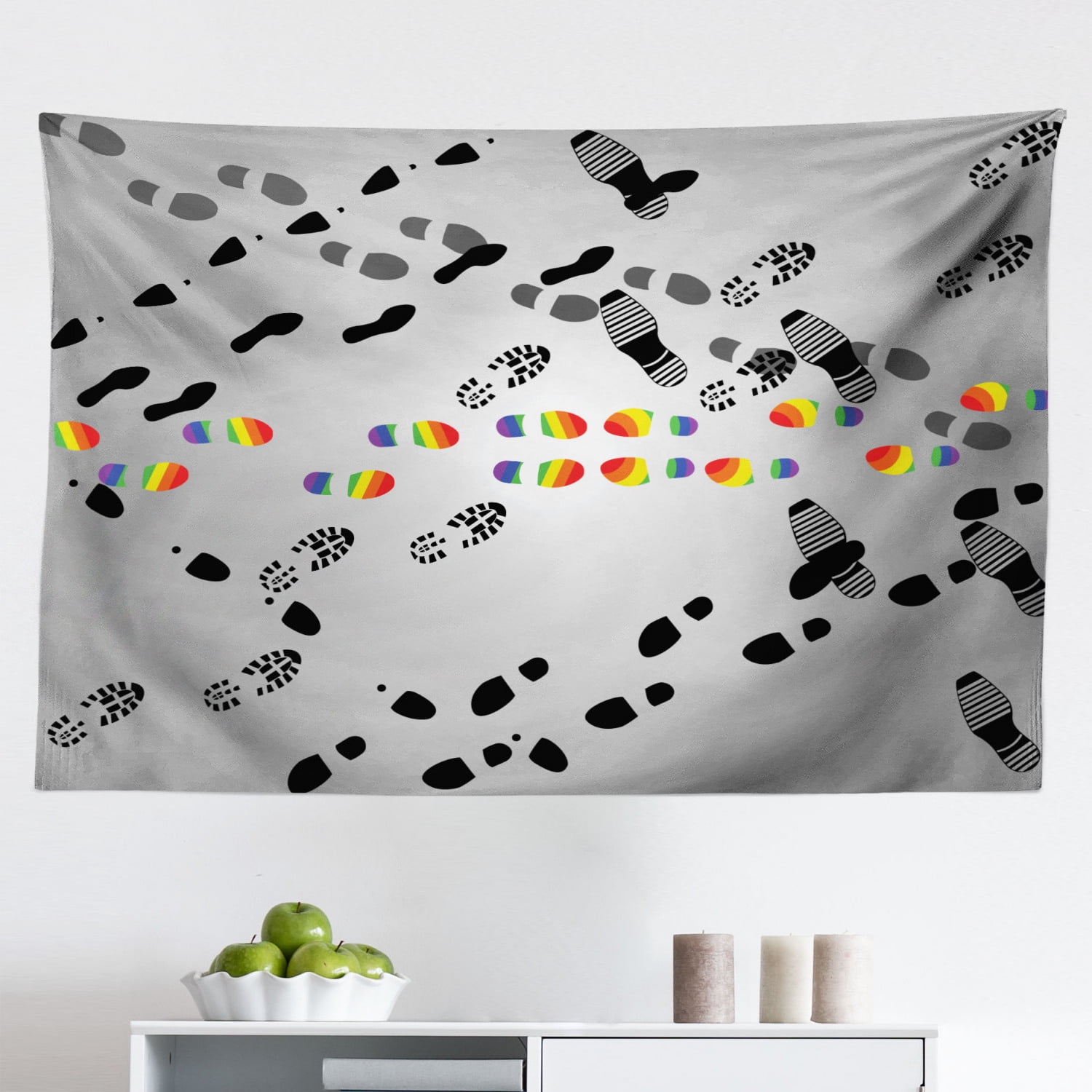 Pride Tapestry, Shade of Rainbow Colors Road Lines Love Wins LGBT ...
