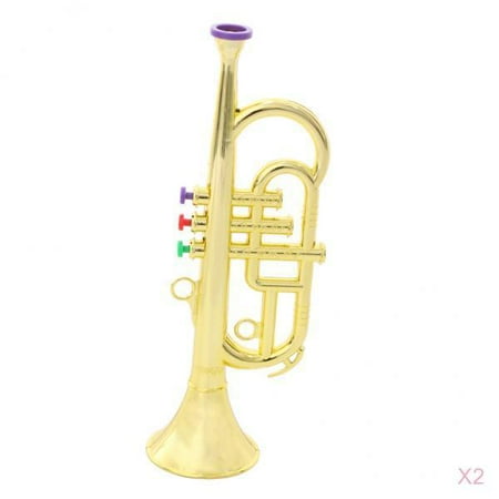 2 Pieces Plastic Trumpet With 3 Colored Valves/Sheet Music For Children ...