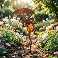Cute Iron Frog Garden Stake Sign with Umbrella, Handcrafted Metal Yard ...