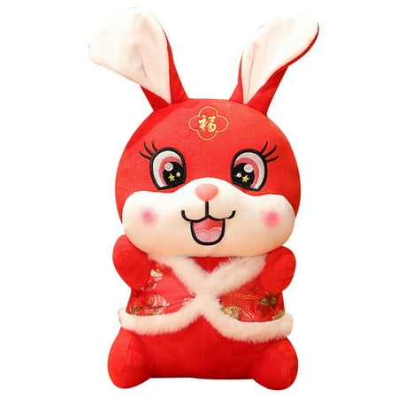 HEVIRGO 22/30/40cm Rabbit Plush Toy Lucky Red Tang Suit Cute Bunny Doll ...